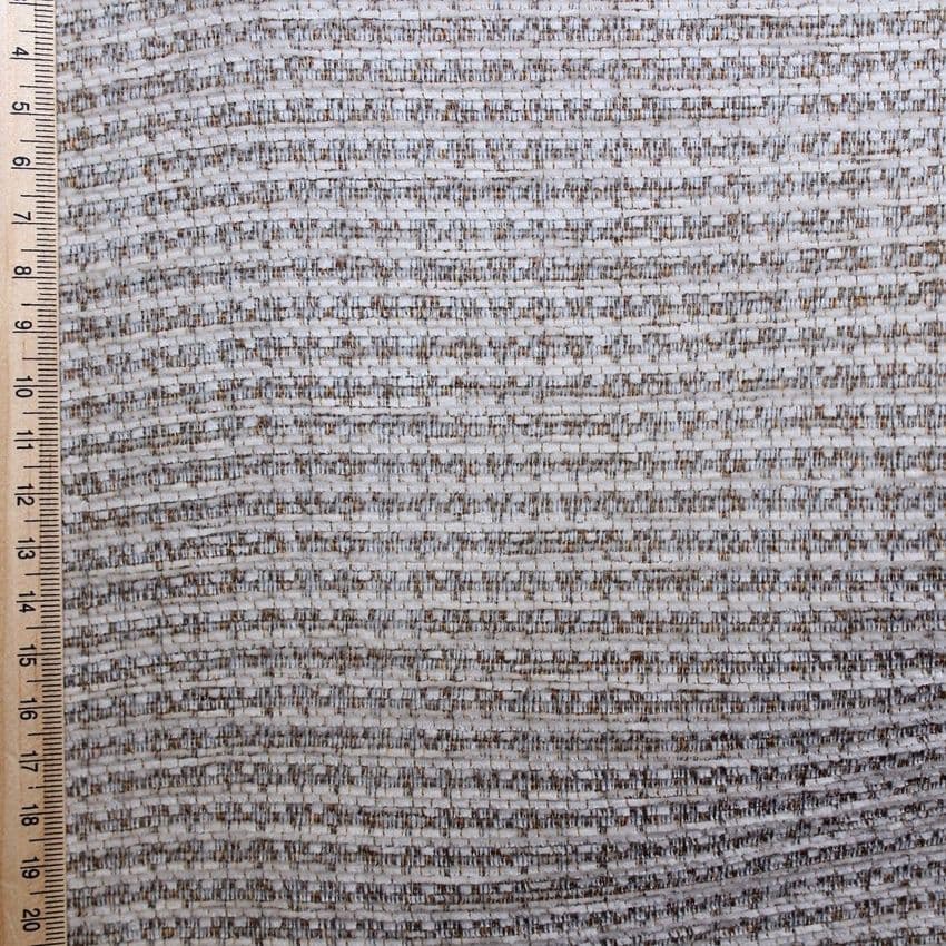 Woven Polyester & Cotton Mix Upholstery Fabric - Natural with Brown
