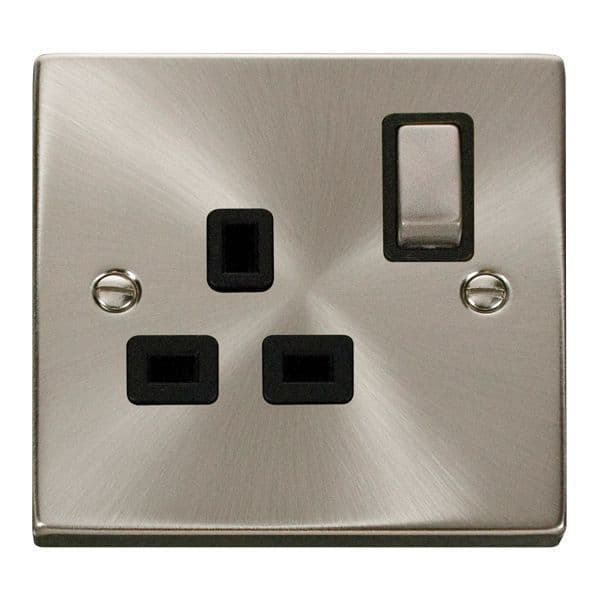 Scolmore Click Deco Satin Chrome Ingot 1 Gang 13A 2 Pole Switched Socket