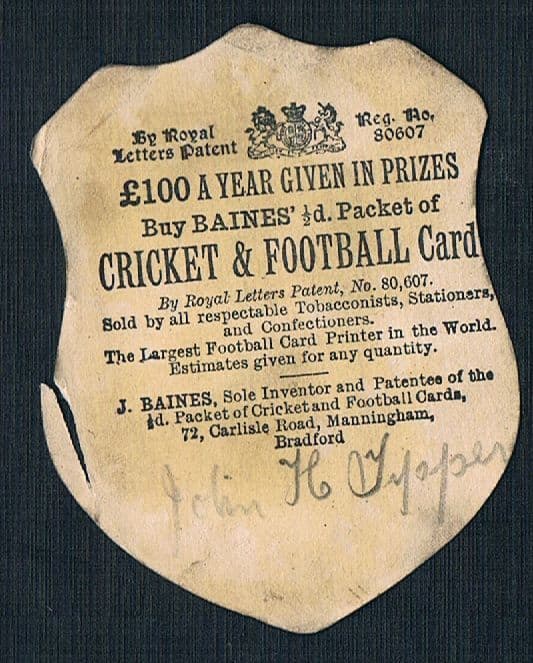 1886 Dodger Wood Heckmondwike Baines early card of great rarity