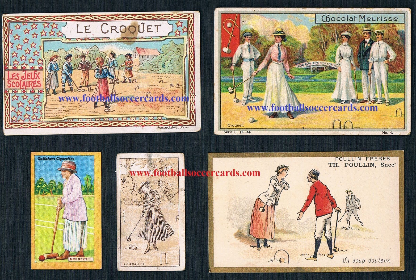 1890 -1920s croquet collection of 5 rare cards as FEATURED IN MY BOOK