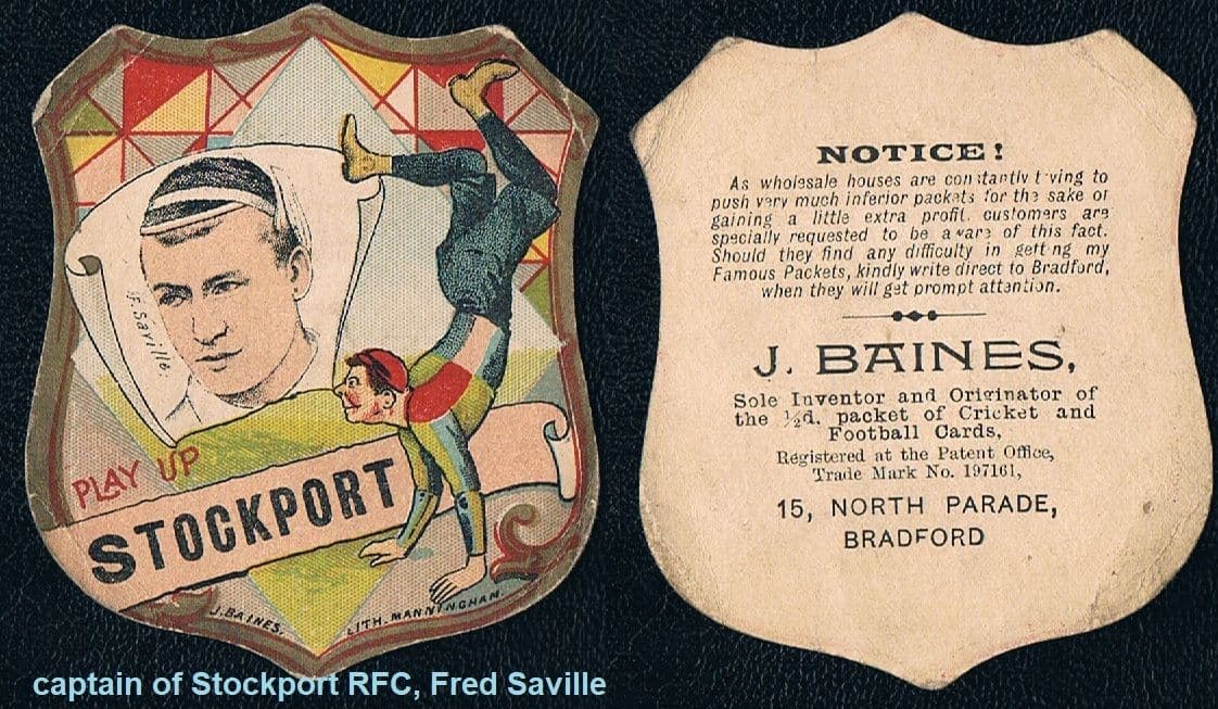 1890 s Baines rarity Fred Saville Stockport rugby team captain