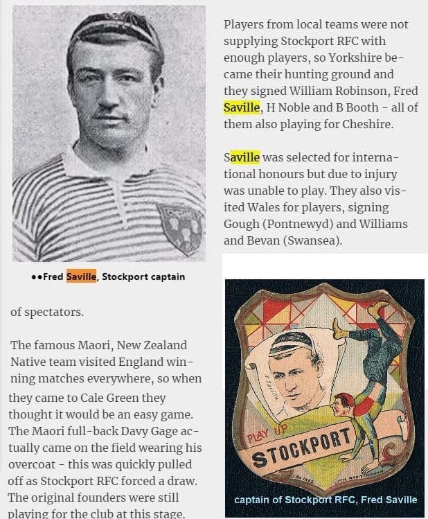 1890 s Baines rarity Fred Saville Stockport rugby team captain