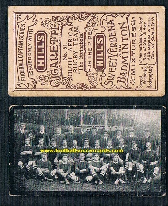 1906 Springboks RSA South Africa rugby team on a Hill cigarette card