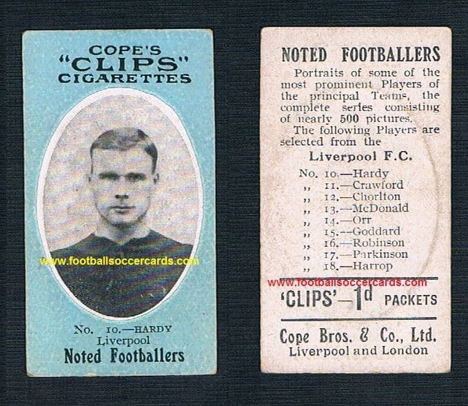 1910 Cope Brothers Noted Footballers 500 series Liverpool 10 Sam Hardy