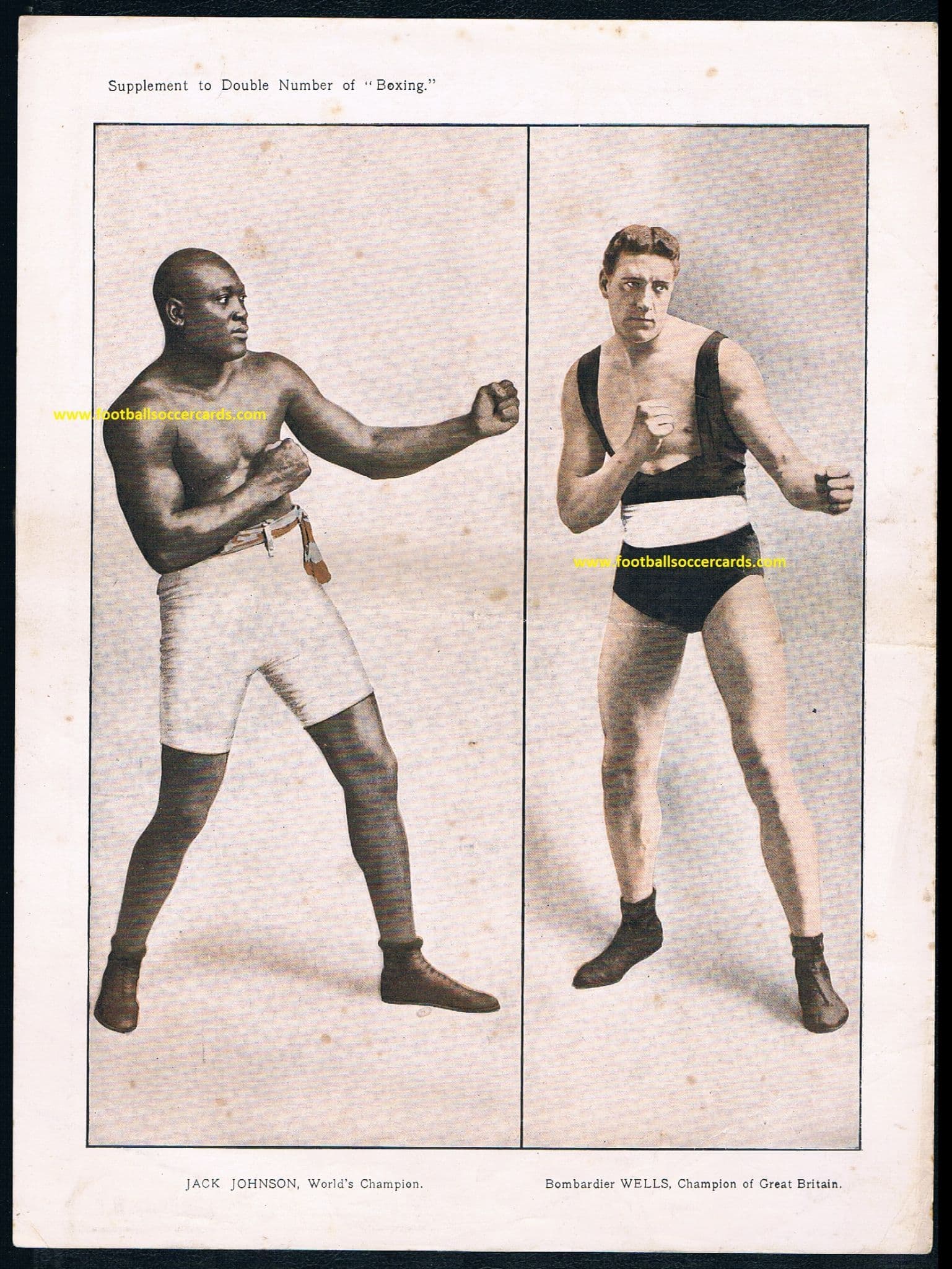 1912 Jack Johnson & Billy Wells World & British Champion heavyweight ...