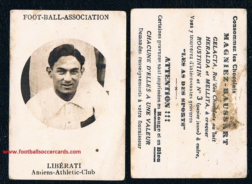 1920 s Ernest Liberati AMIENS ATHLETIC CLUB Magniez-Baussart chox card ...