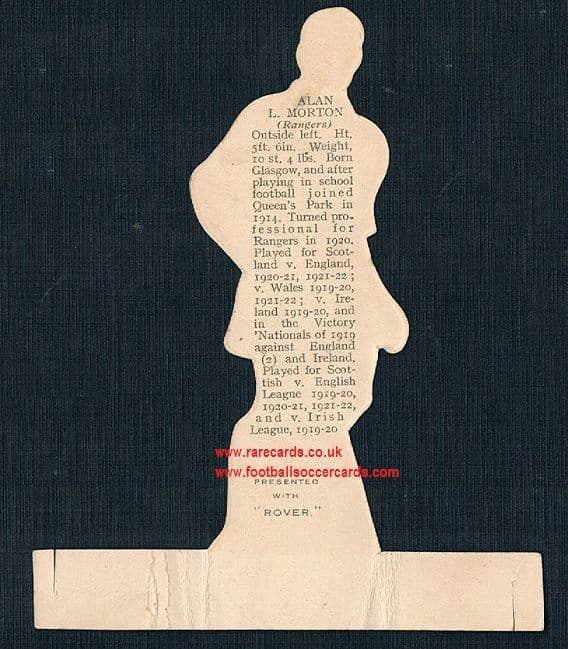1923 Rover stand-up Alan Morton Rangers All Star GB Select XI