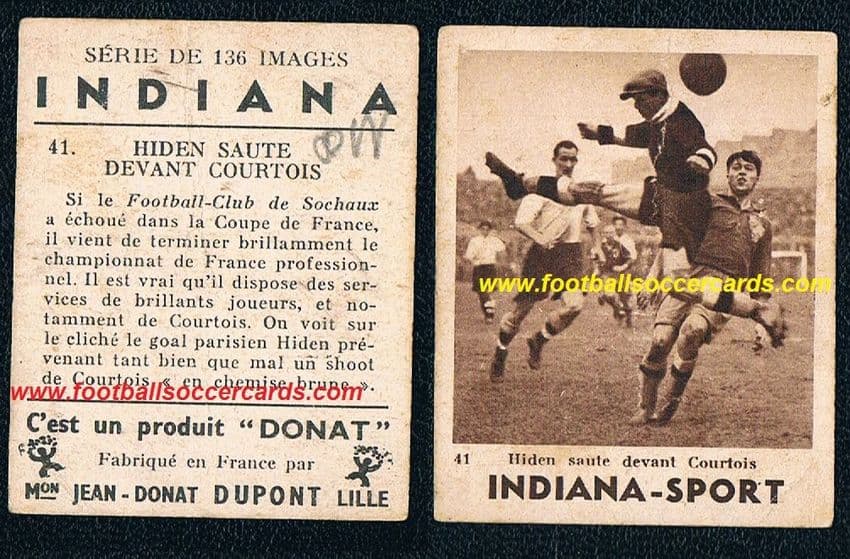 1930 s Rudi Hiden v Roger Courtois Donat Dupont Indian Sport gum rookie ...