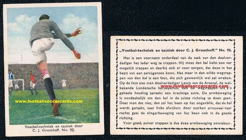1932 Arsenal goalie Lewis in action on a Groothoff cigarette card from ...