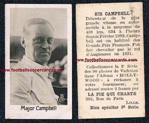 1932 Pie Qui Chante World Record Speed Racing Driver Malcolm Campbell