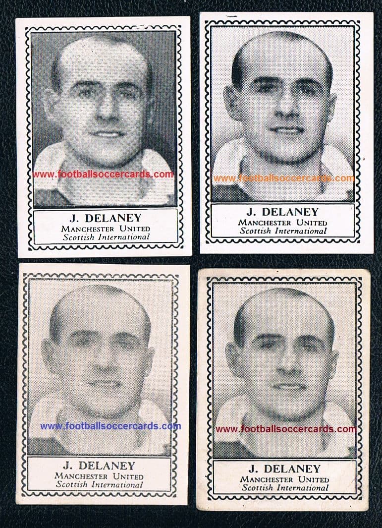 1947-49 Jimmy Delaney Celtic Manchester United 4 types Barratt M79 cards