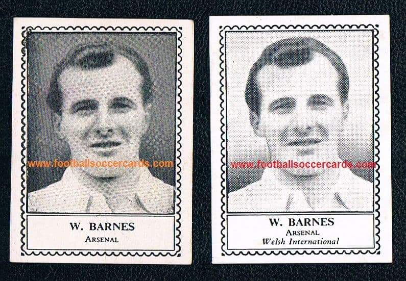 1948 49 Wally Barnes Wales & Arsenal rare pair of varieties Barratt ...