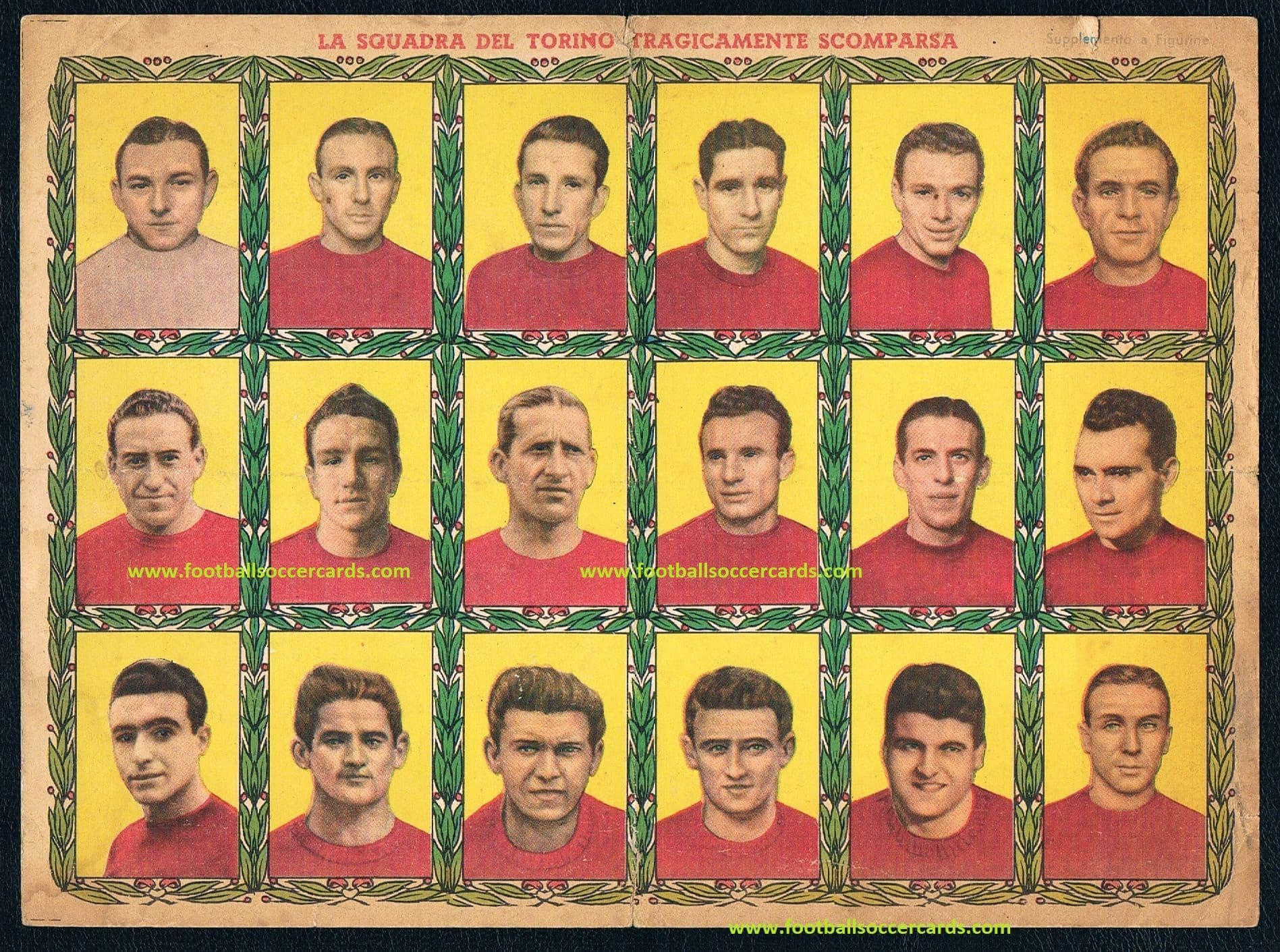 1949 Valentino Mazzola Nannina complete sheet intact Torino Memorial ...