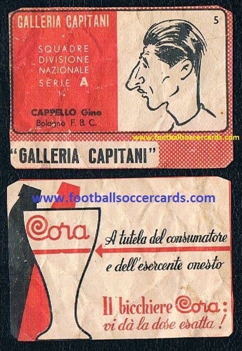 1950 Gino Cappelli 5 captain of BOLOGNA Galleria Capitani series card