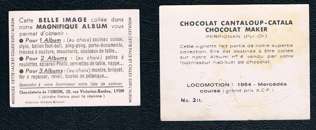 1950 s F1 x2 French cards Hans Hermann Mercedes Fastest Lap Reims F1 ...