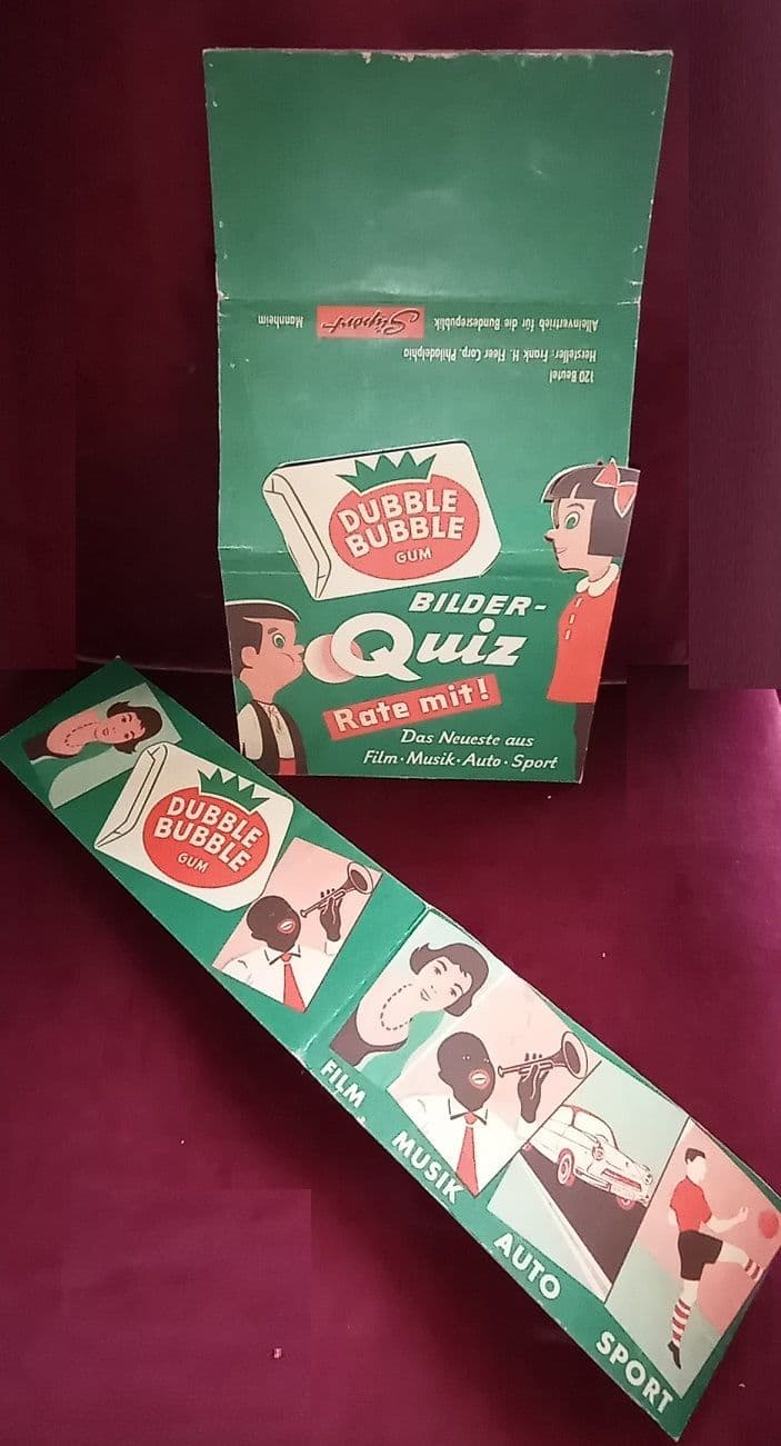 1950 s Fleer Webcosa Dubble Bubble gumcards box carton Picture Quiz gum ...