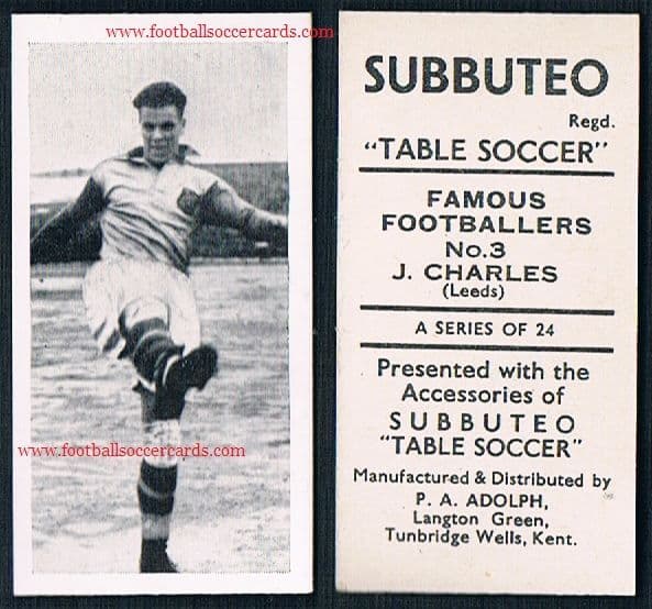 1954 John Charles card by Adolph Subbuteo 3 Leeds United