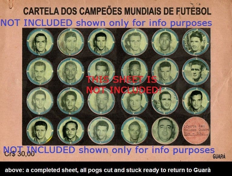 1958 Garrincha pogs packet-issue cards Guara & Columbia issues CUT AS ...
