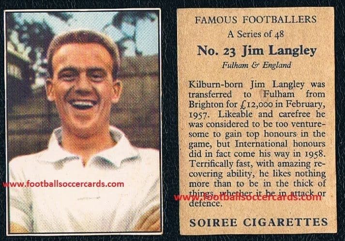 1958 Jimmy Langley Fulham Brighton Hove Albion SOIREE CIGARETTES PACKET ...