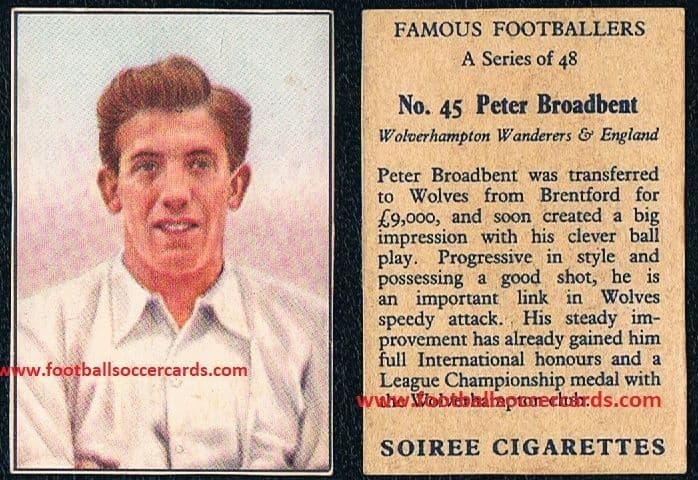 1958 Peter Broadbent 45 Wolves England SOIREE CIGARETTES PACKET ISSUE ...