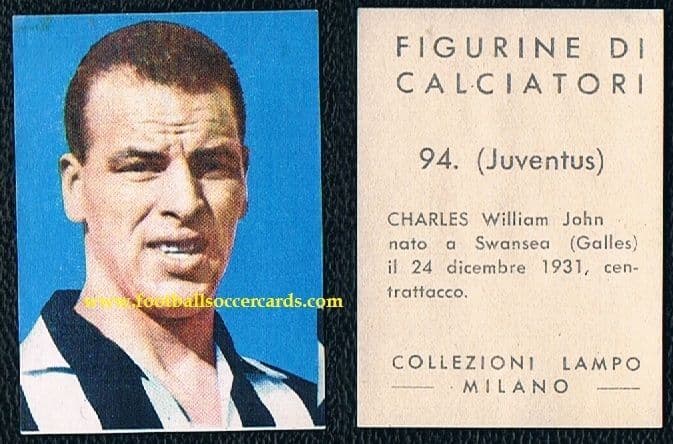 1959 John Charles Lampo Figurine di Calciatori 94 unused sticker Juve