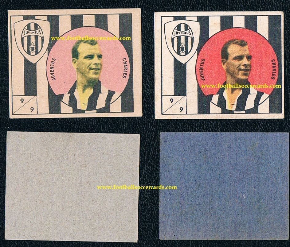 1959 John Charles pair of VAV cards pink and red types different backs too
