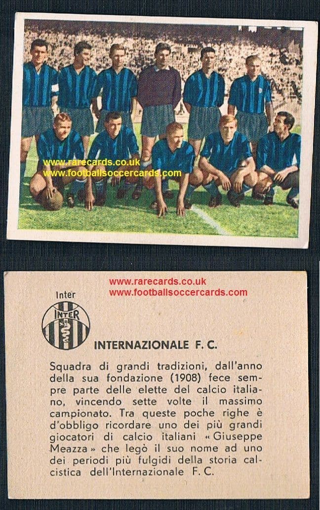 1961 Nannina Inter team with Gerry Hitchens rare gum card