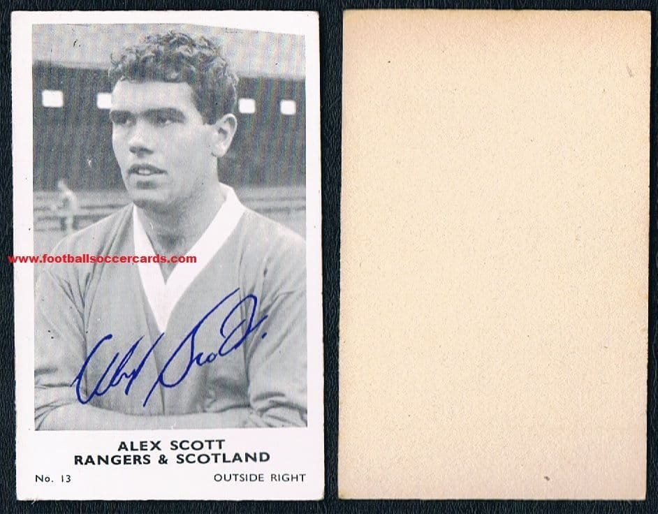 1962 A&BC Gum Scottish Footballer card Alex Scott Rangers