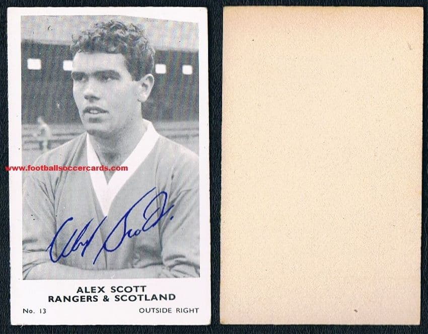 1962 A&BC Gum Scottish Footballer card Alex Scott Rangers