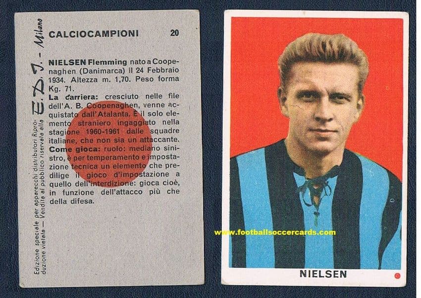 1962 Flemming Nielsen ATALANTA by EDI Calcio Campioni series RED SPOT rarity - fault