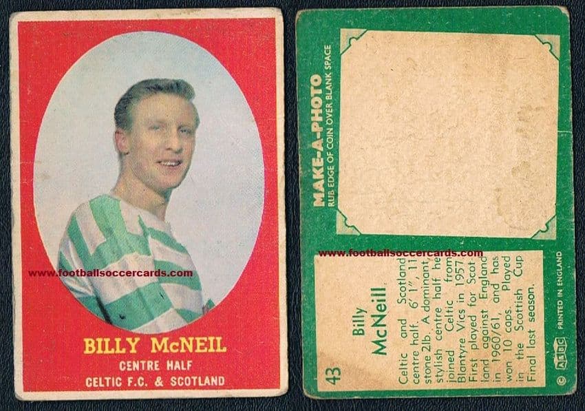 1963 A&BC Scottish Bazooka front Make-a-Photo back Billy McNeil 43 Celtic
