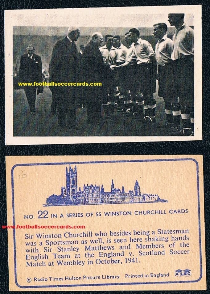1965 Stanley Matthews 1941 Wembley A&BC Gum card Churchill