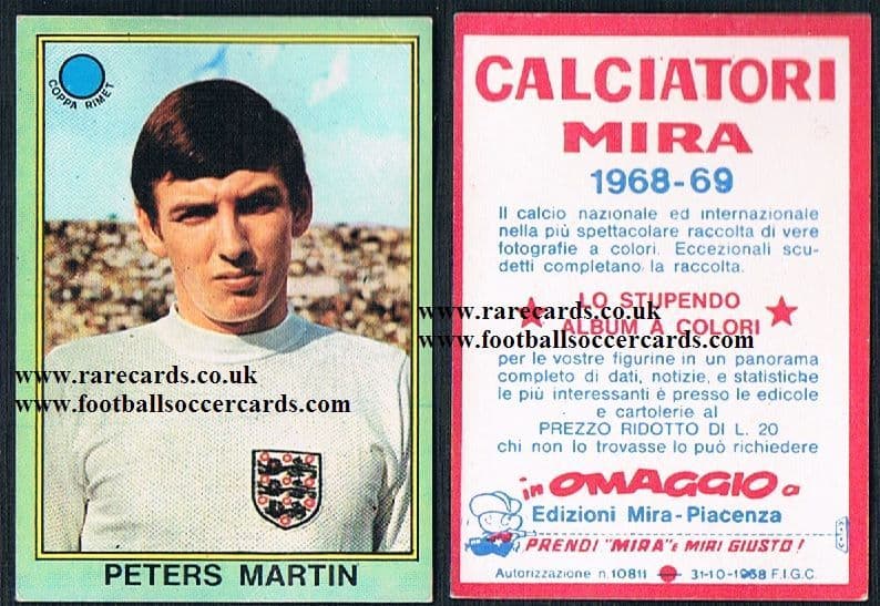 1968 Martin Peters Mira Italian card