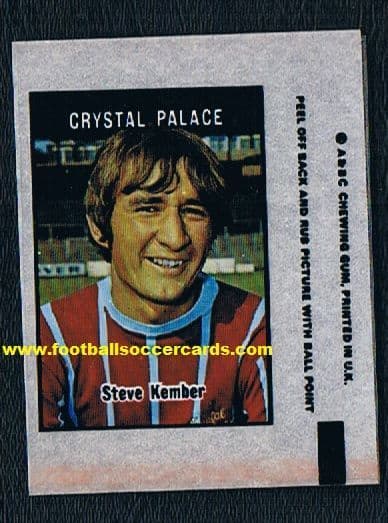 1970 A&BC Gum Steve Kember Crystal Palace Action Transfer ...