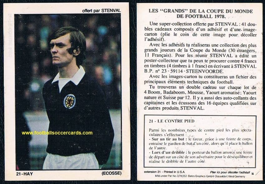 1978 Stenval David Hay Celtic Scotland Grands de la Coupe du Monde