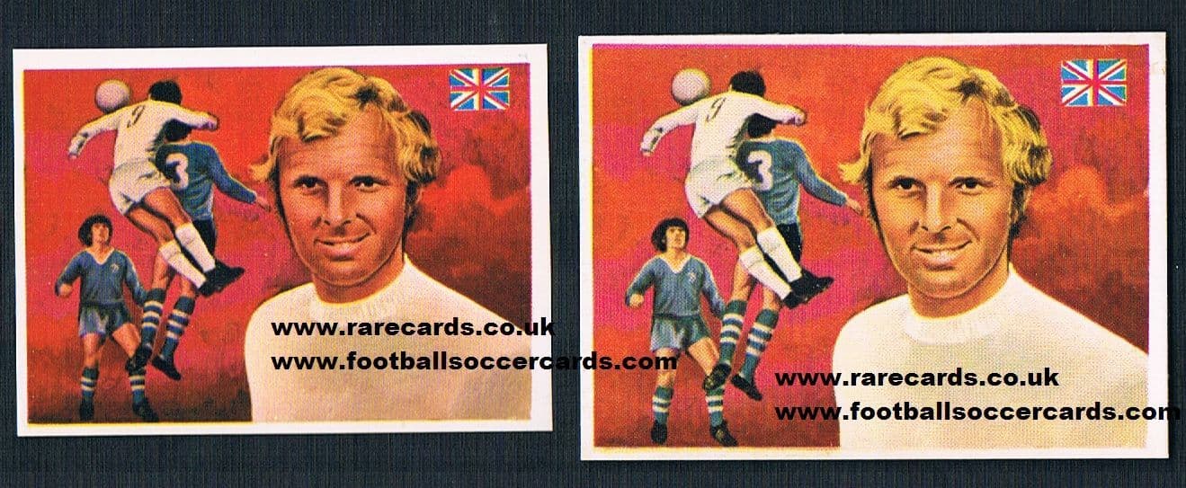 1979 Bobby Moore pair of Quelcom cards smaller and larger types