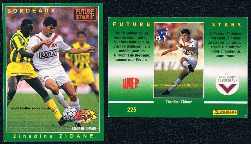 1994 -95 season Zinedine Zidane Future Stars French Panini card 225