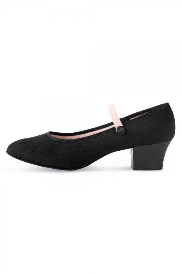 BLOCH Tempo Cuban Heel Canvas Character Dance Shoes Suede Sole Black S0325