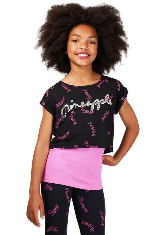 PINEAPPLE Dancewear Girls AOP All Over Print Double Layer Dance Top ...