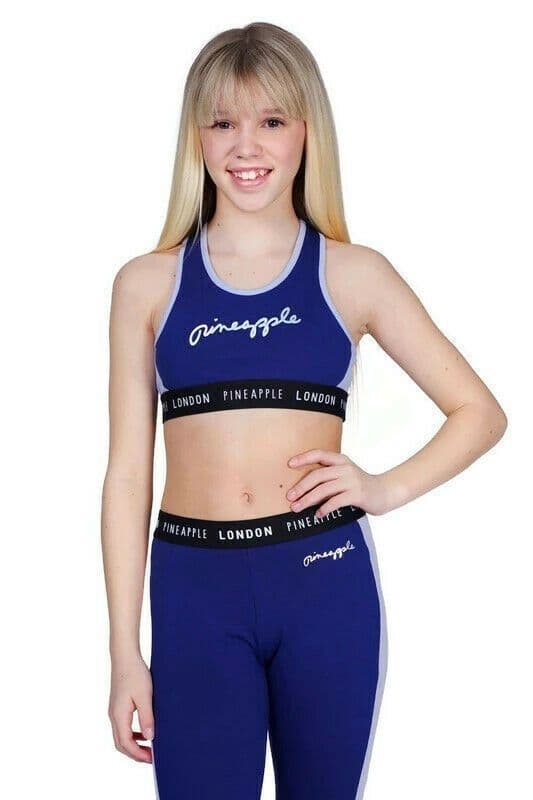 PINEAPPLE Dancewear Sale Girls Panel Racer Bra Top Navy Blue Dance Gym Acro