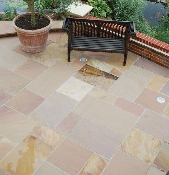 Global Stone Paving-Riven Sandstone-Modak Rose-PAVING SLABS SINGLE SIZE ...