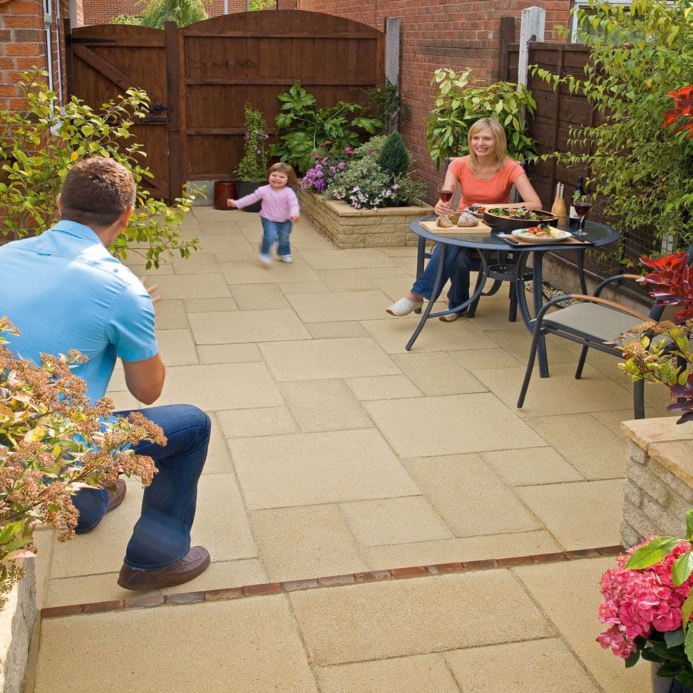 Marshalls Paving-Manmade Saxon -Buff-PAVING SLABS SINGLE SIZE OPTIONS