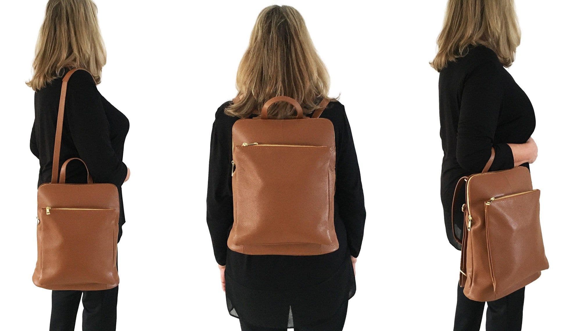 Olive Green Leather Rucksack Backpack Italian Leather 4 in 1 Shoulder ...