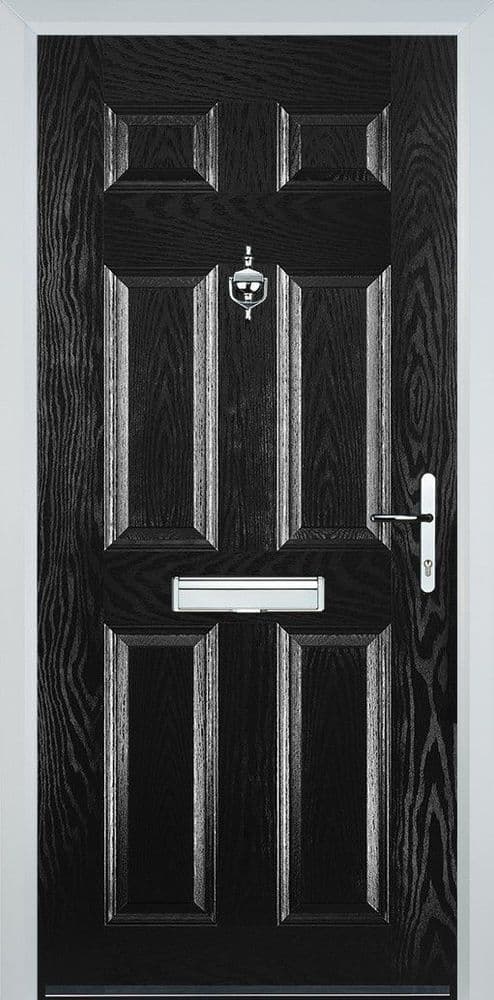 6 Panel Composite External Door - Black