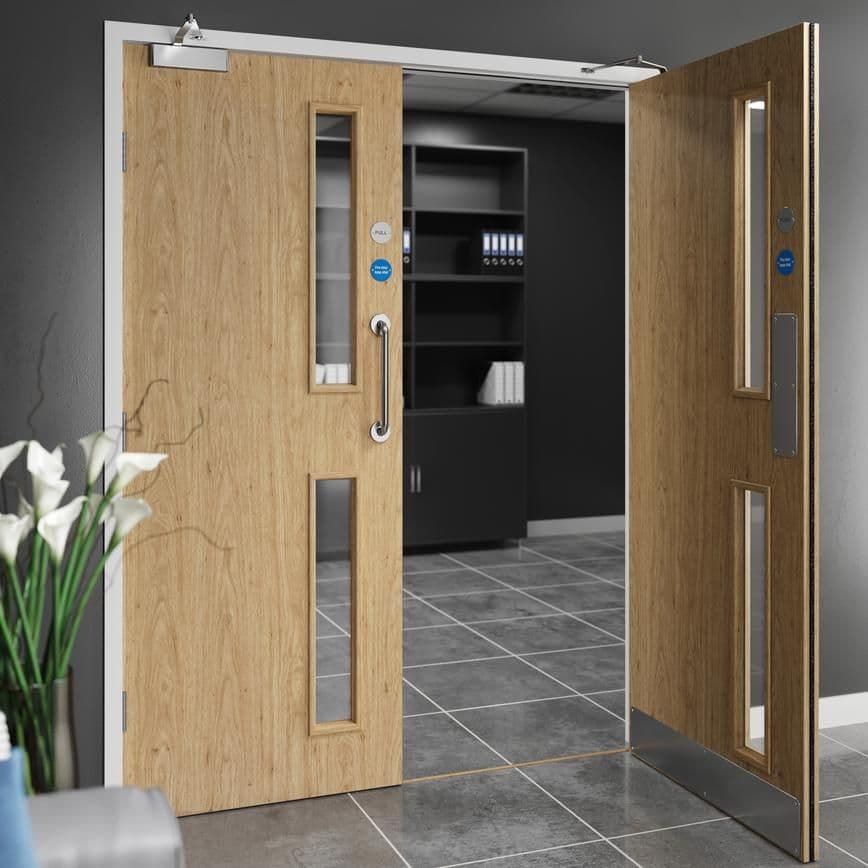 Oak 16G glazed FD30 Fire Door | Office Fire Door