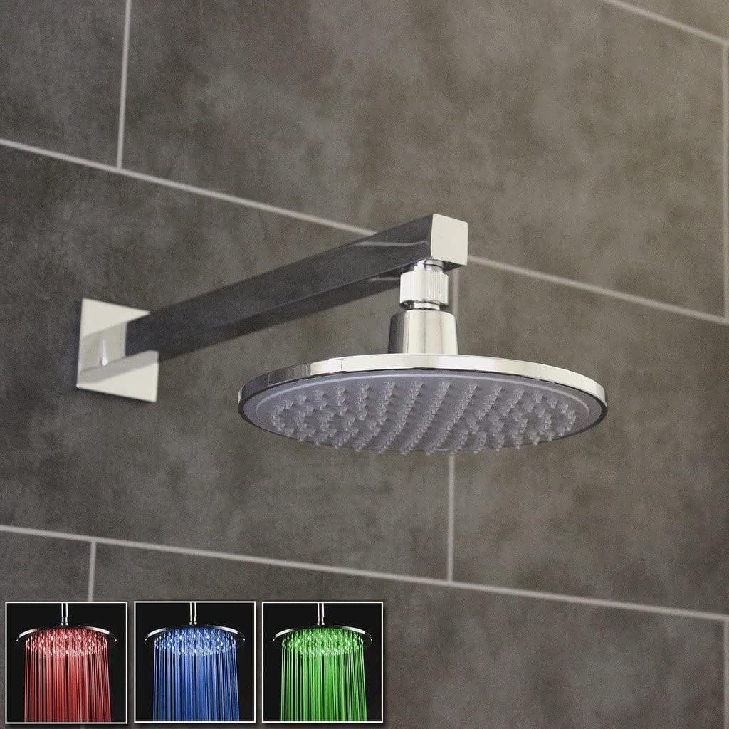 Concealed Thermostatic Mixer Shower Valve 2 Outlets Round LED Overhead ...