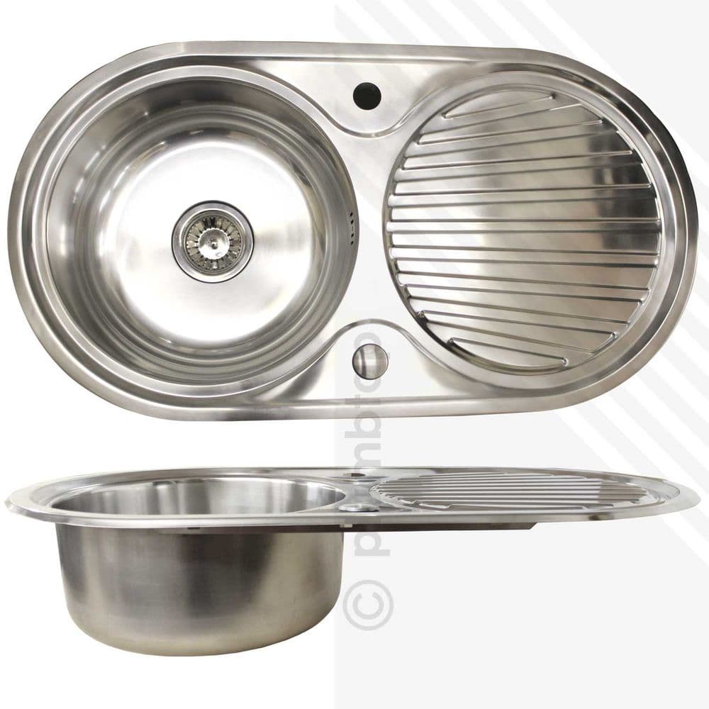 Single Bowl 1 0 Stainless Steel Inset Kitchen Sink Round Reversible ...