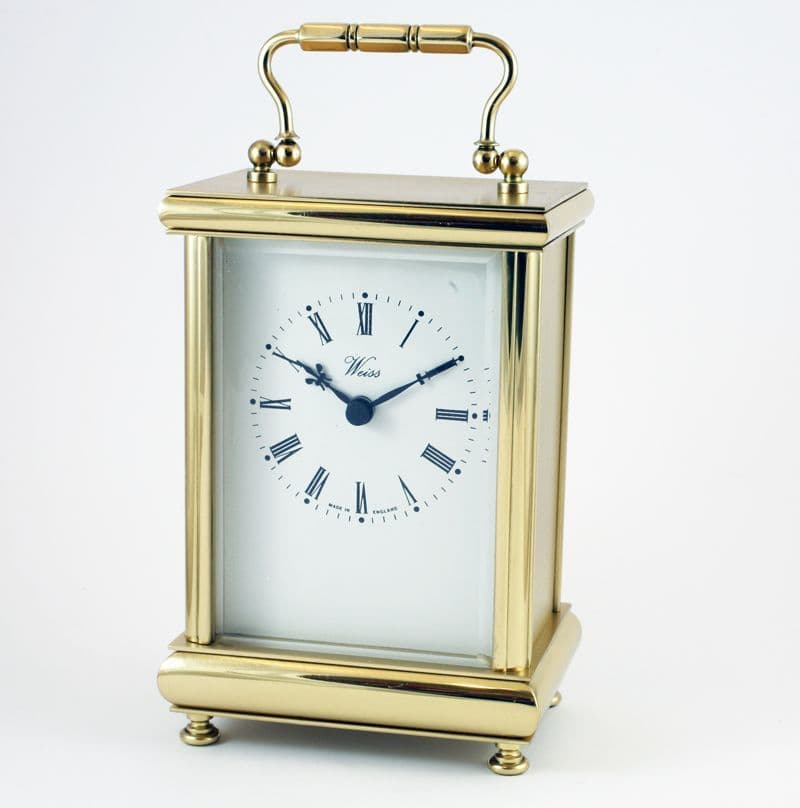 Refurbished Weiss BTC solid brass quartz carriage clock Ref 33