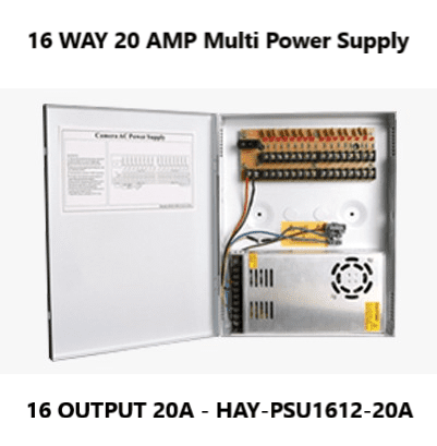 16 Way Boxed PSU 20A - POWER SUPPLY - AC/DC 12VOLT 20AMP HAY-PSU1612-20A