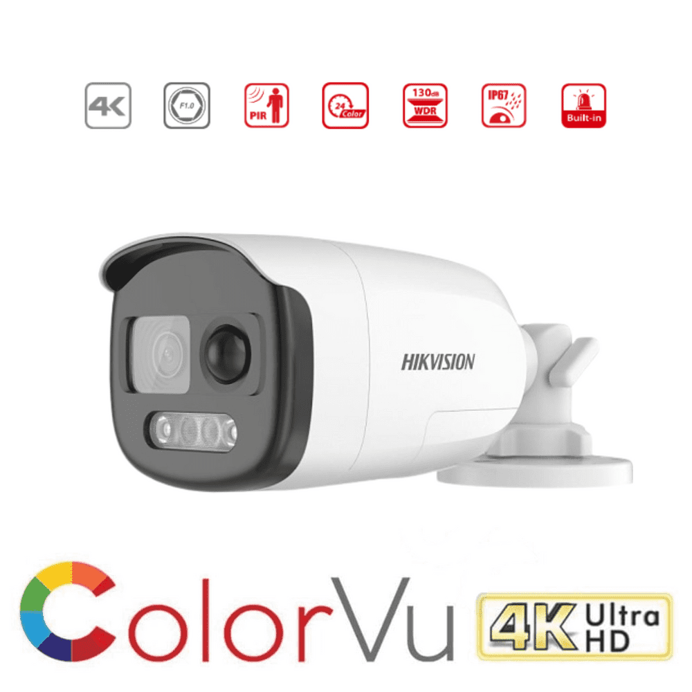 4K/8MP Hikvision DS-2CE12UF3T-PIRXO 3 6mm ColorVu PIR Siren Fixed Bullet Camera